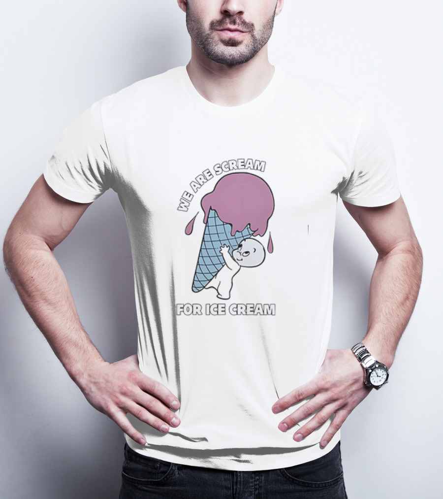 We Are Scream For Ice Cream Happy Ghost Hugging Purple Ice Cream Cone T-Shirt