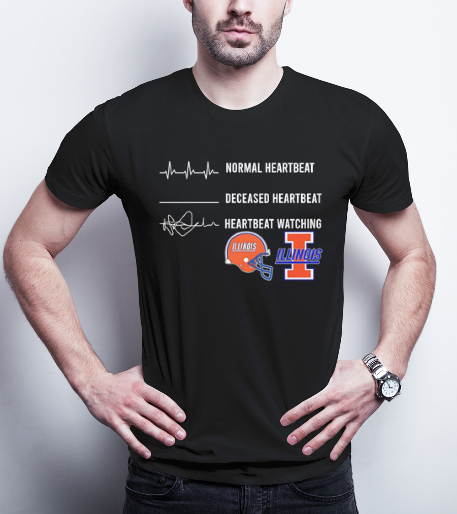 Normal Heartbeat Deceased Heartbeat Heartbeat Watching Illinois Fighting Illini T-Shirt