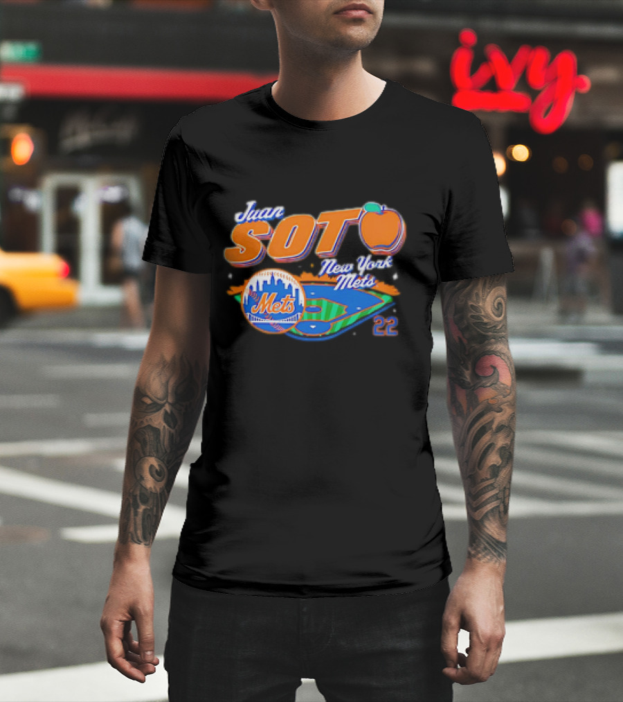 Juan Soto New York Mets Peach 22 Stadium Mets T-Shirt