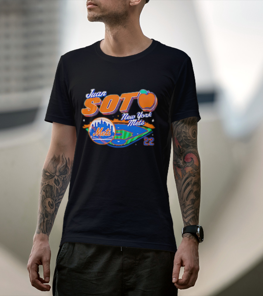 Juan Soto New York Mets Peach 22 Stadium Mets T-Shirt