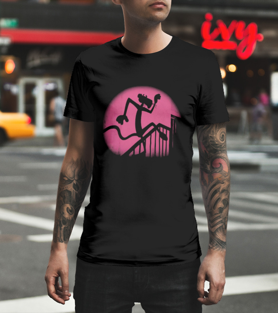 Pink Panther Creeping Silhouette In The Night T-Shirt
