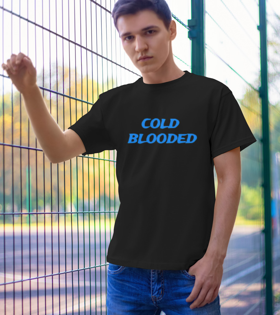 COLD BLOODED Blue Text T-Shirt