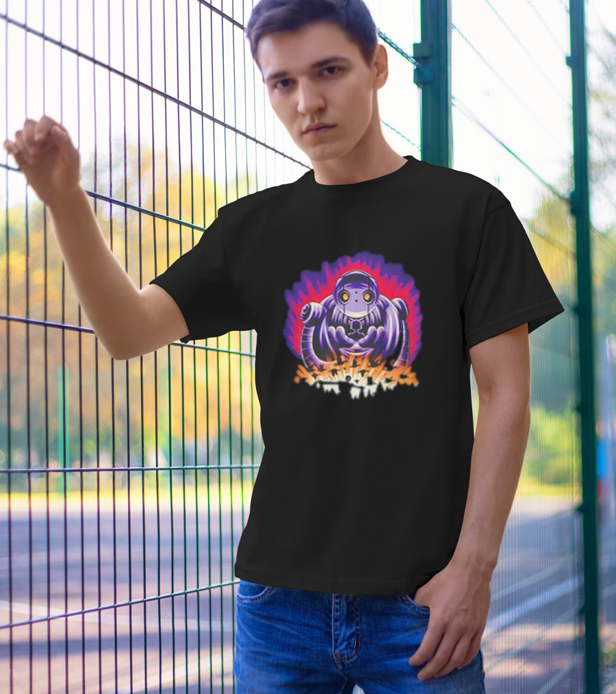 The Wild Robot Surrounded By Flames And Vibrant Aura Wild And Free T-Shirt