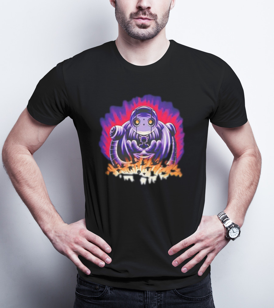 The Wild Robot Surrounded By Flames And Vibrant Aura Wild And Free T-Shirt