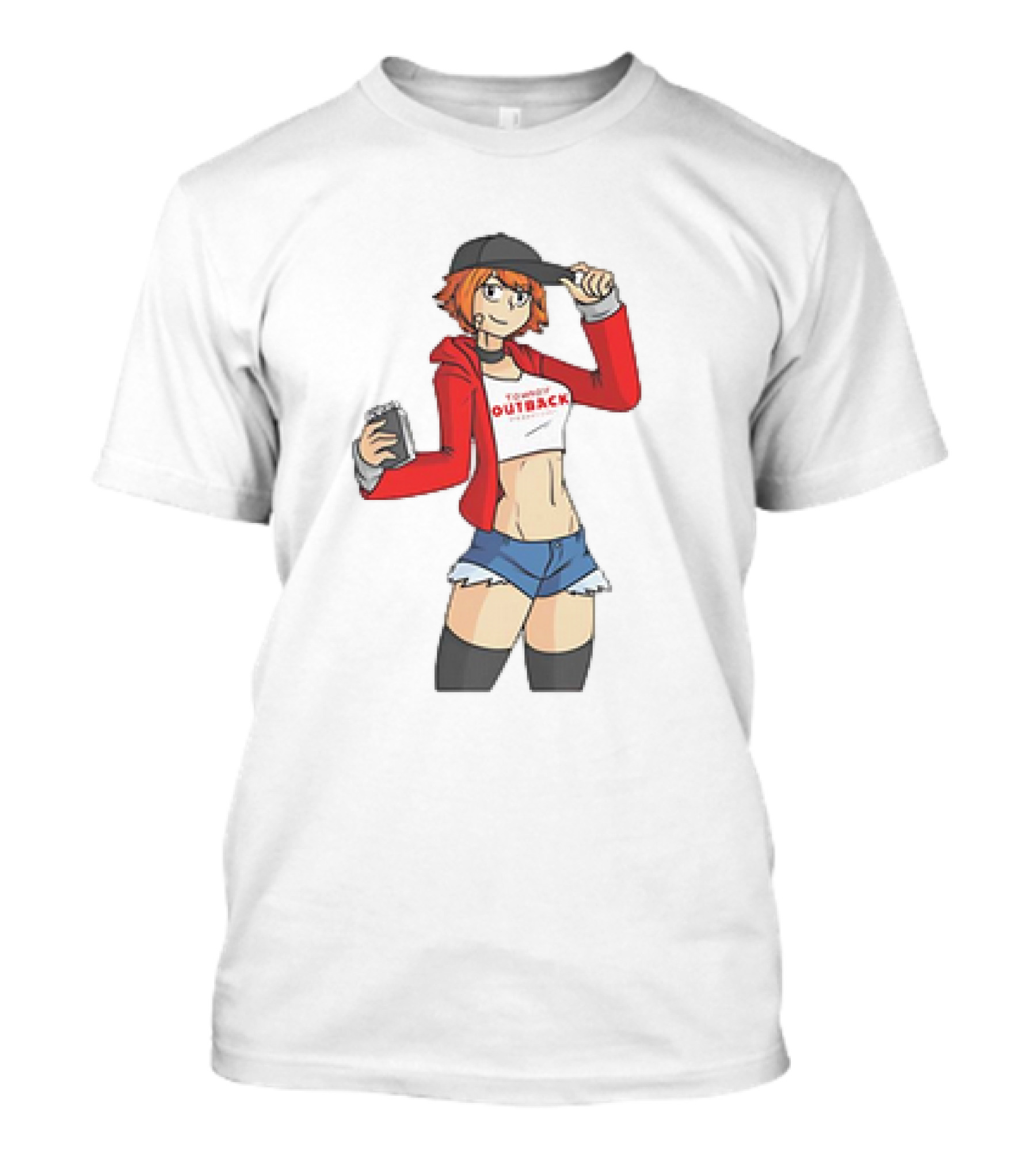 Tomboy Outback Steakhouse Anime Character With Casual Style And Red Jacket T-Shirt