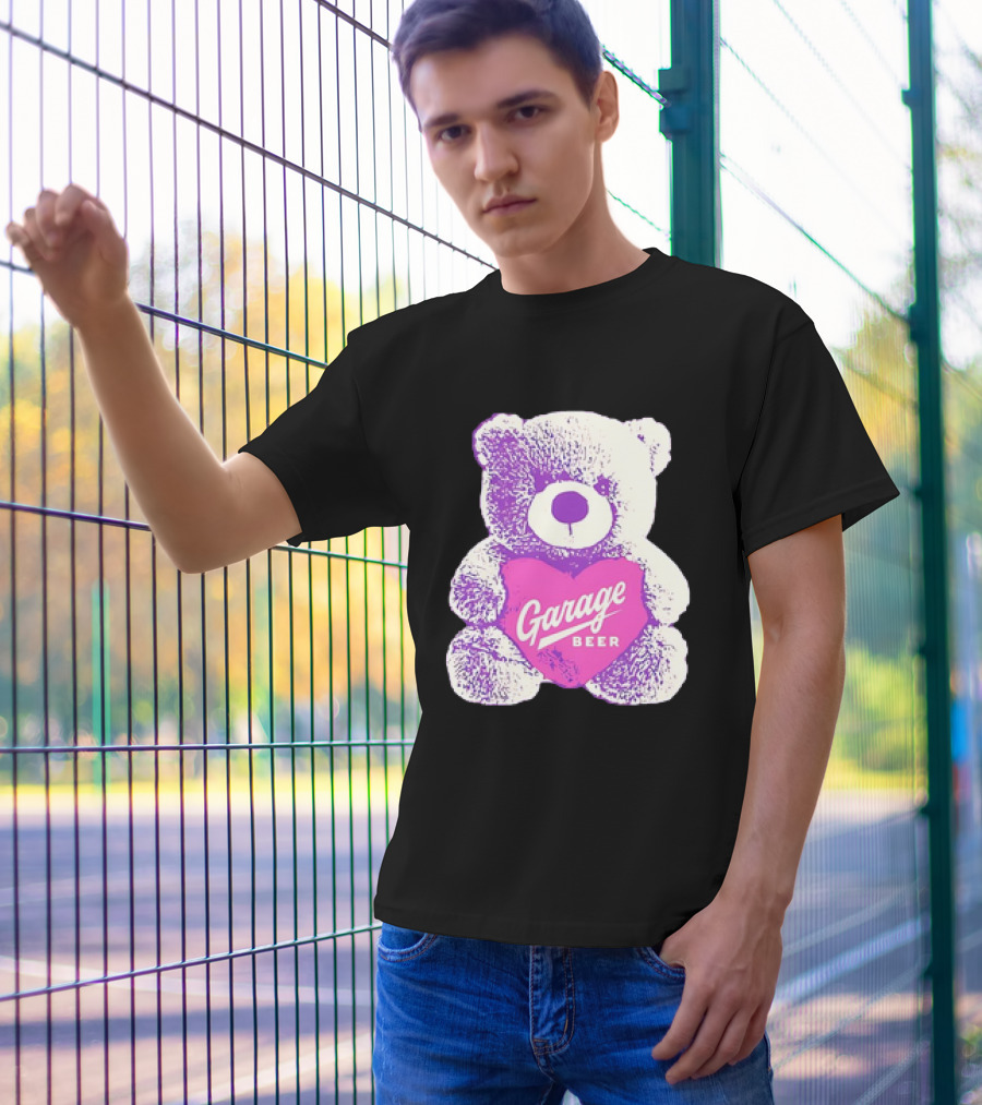 Garage Beer Teddy Bear Heart Retro Plush T-Shirt