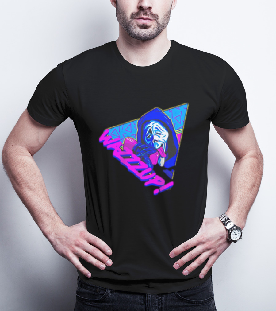 Ghostface Scream Wazzup 90s Neon Vibes T-Shirt