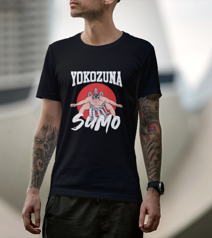Yokozuna Sumo Japan Vintage Red Sun Background T-Shirt