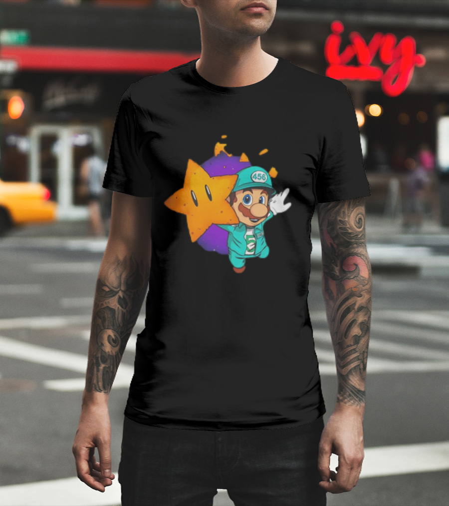 Mario With Squid Game 456 Star Fusion T-Shirt