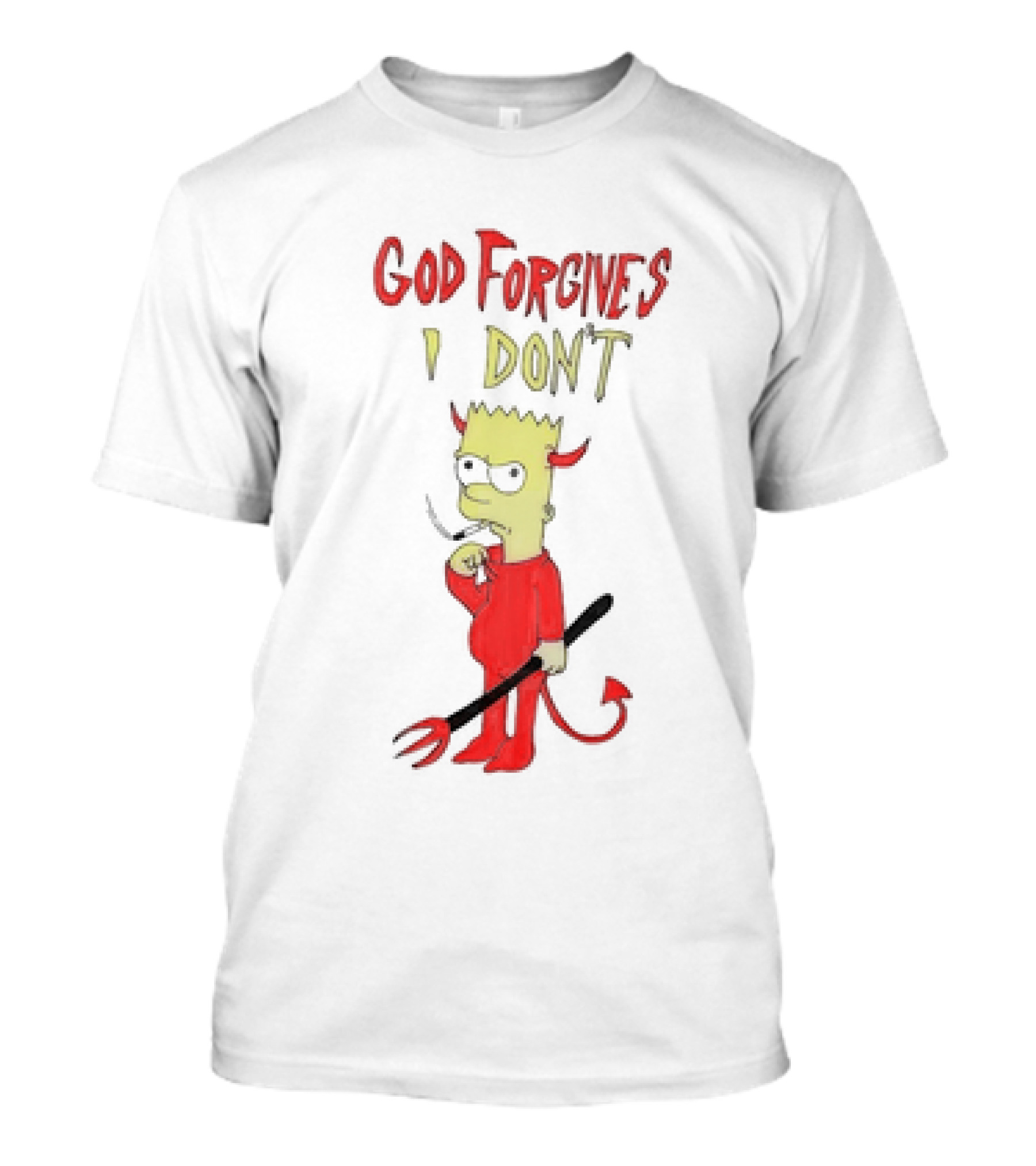 God Forgives I Don’t Bart Simpson Devil Costumed Character Smoking T-Shirt