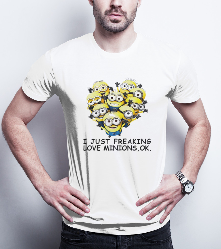 I Just Freaking Love Minions OK Heart-Shaped Minion Group T-Shirt