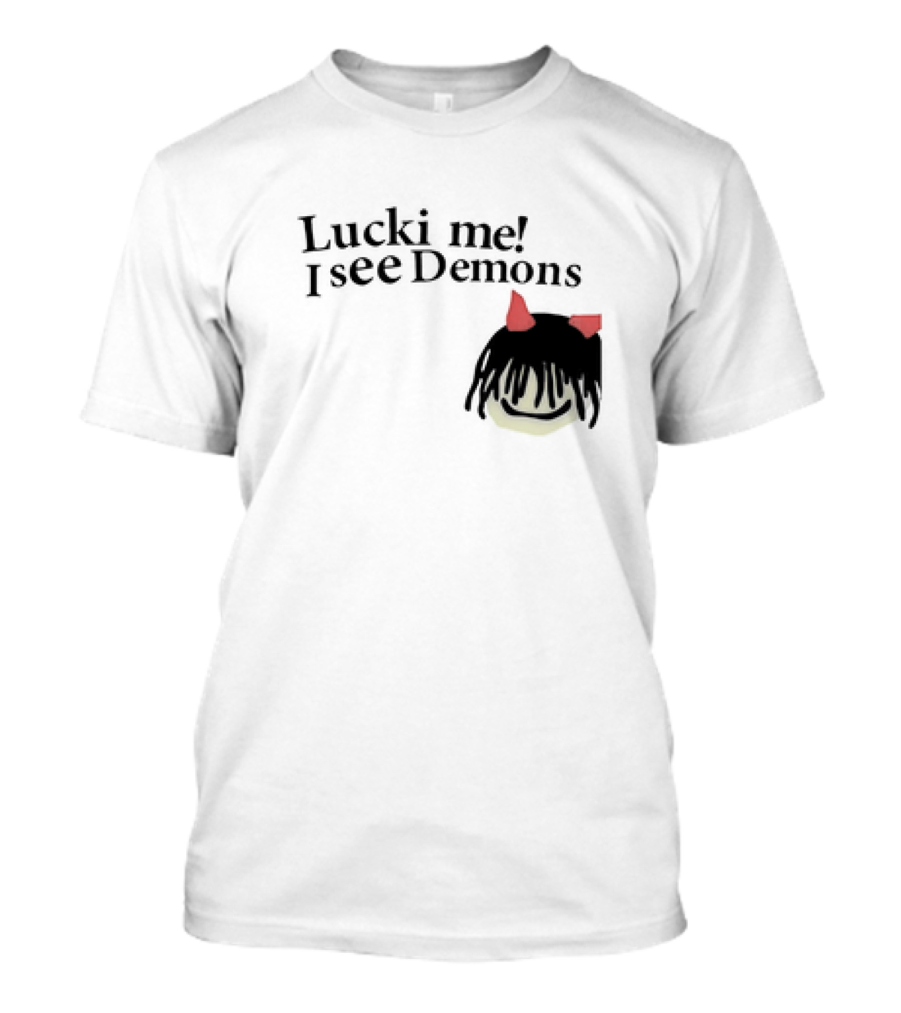 Lucki Me I See Demons Black Hairstyle Red Horns Face T-Shirt