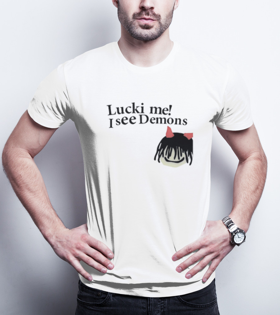 Lucki Me I See Demons Black Hairstyle Red Horns Face T-Shirt