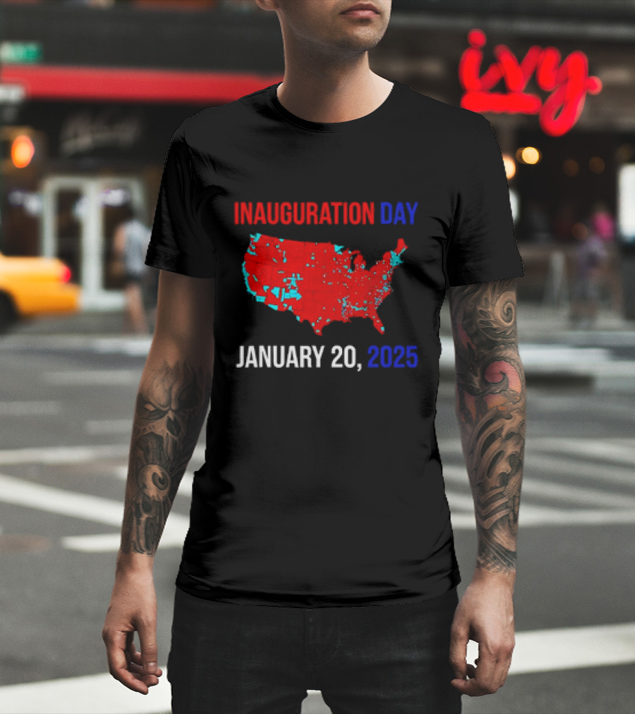 INAUGURATION DAY JANUARY 20, 2025 USA Map Red Blue T-Shirt