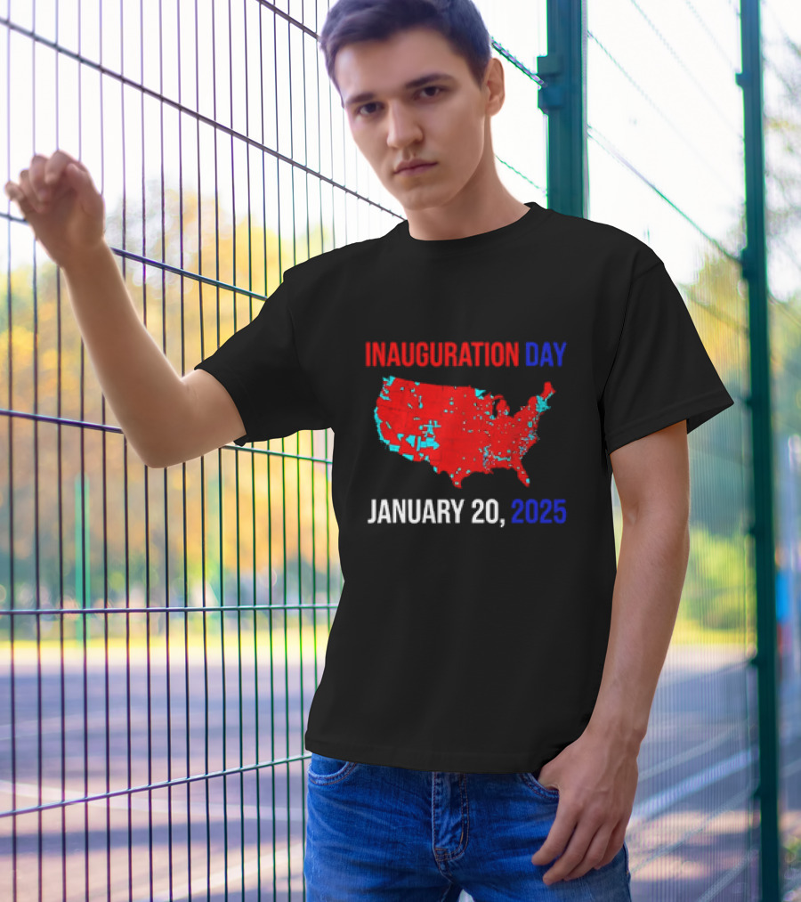 INAUGURATION DAY JANUARY 20, 2025 USA Map Red Blue T-Shirt