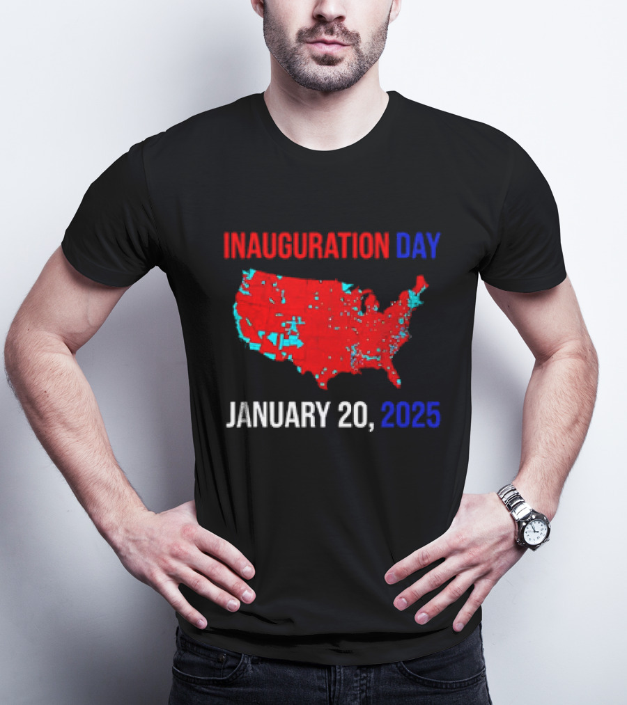 INAUGURATION DAY JANUARY 20, 2025 USA Map Red Blue T-Shirt