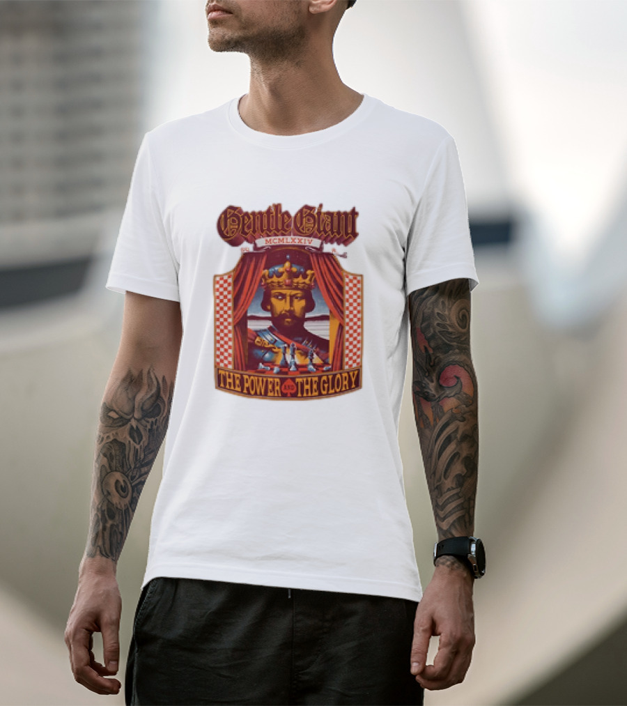 Gentle Giant MCMLXXIV The Power And The Glory King Chessboard Curtain T-Shirt