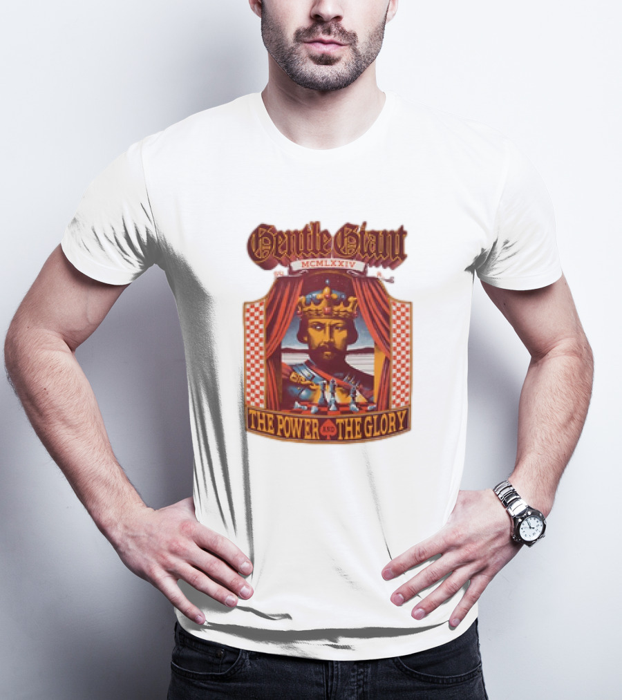 Gentle Giant MCMLXXIV The Power And The Glory King Chessboard Curtain T-Shirt
