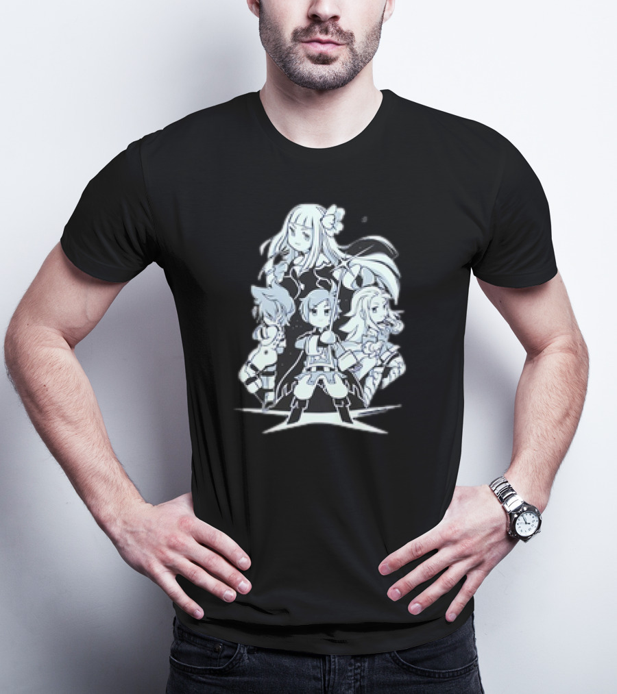 Bravely Default I'm Going All Out Anime Style Character Ensemble T-Shirt