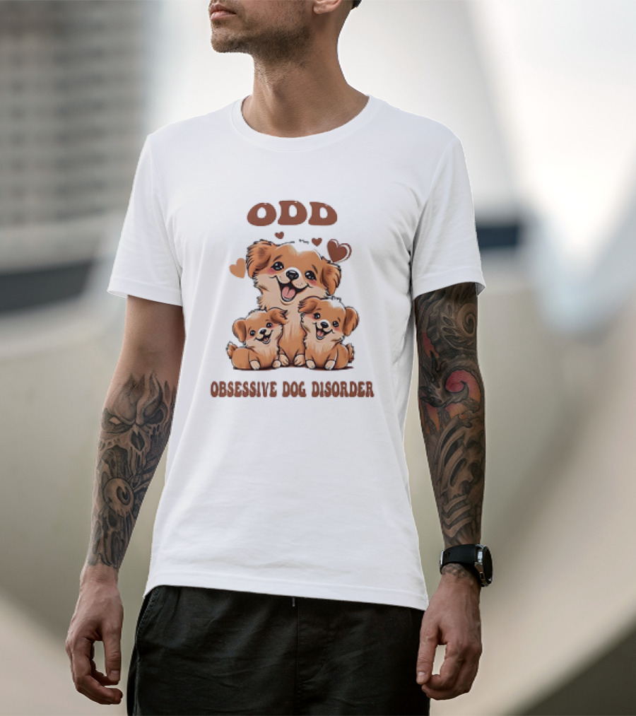 ODD Obsessive Dog Disorder Cute Puppy Family With Hearts T-Shirt