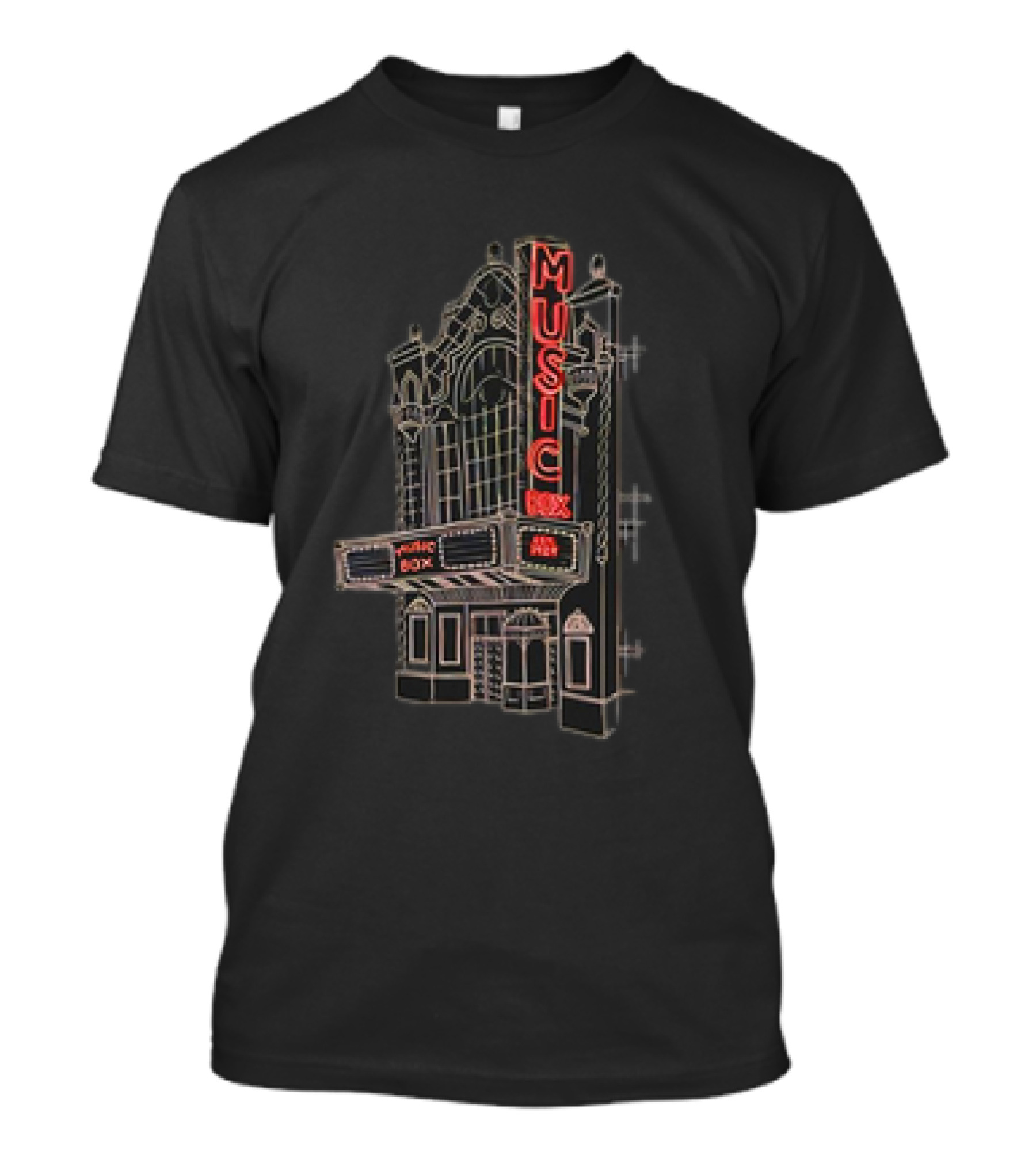 Music Box Theater Neon Sign Est 1929 T-Shirt 