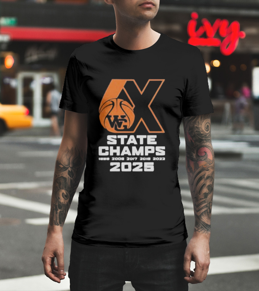 6X WG State Champs 2025 With Basketball Graphic T-Shirt