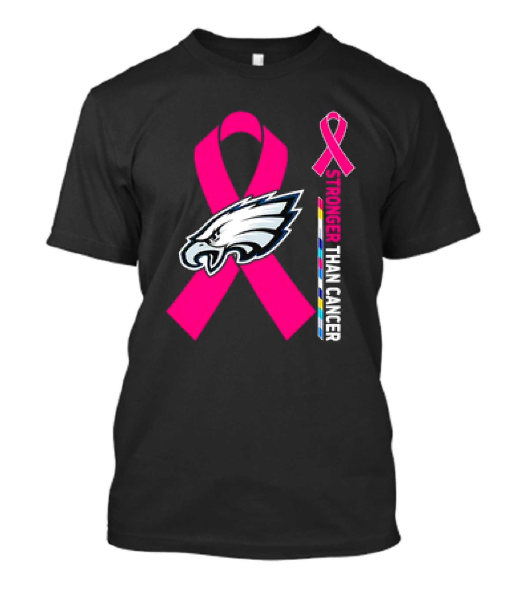 Philadelphia Eagles Breast Cancer Awareness Stronger Than Cancer Ribbon T-Shirt