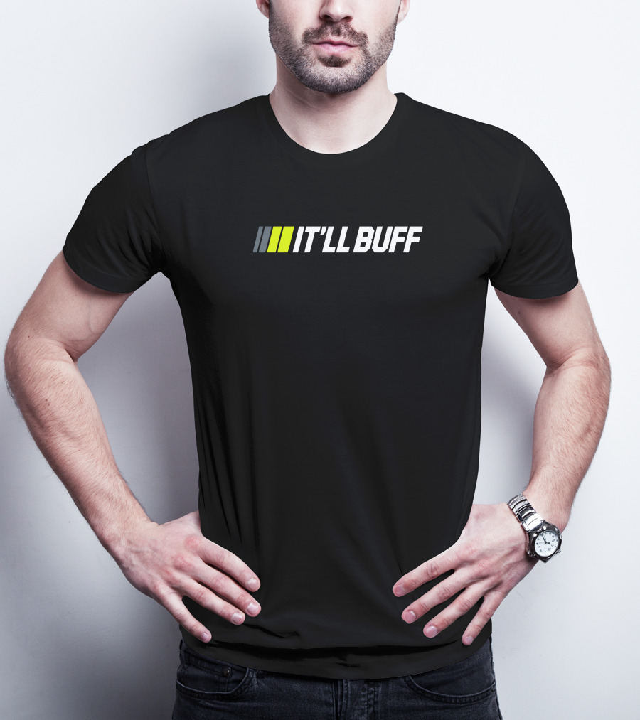IT'LL BUFF Black Pit Crew Racing Stripes T-Shirt