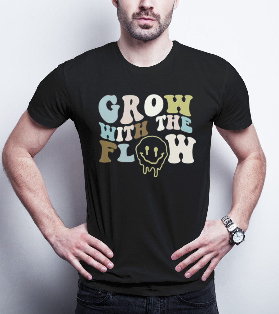 Grow With The Flow Boho Peace Smiley Face T-Shirt