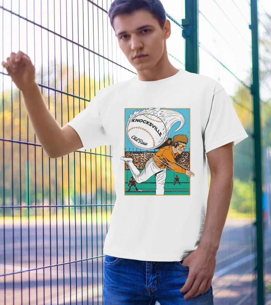 Knocksville Old Row Baseball Pitcher With Swirling Fastball And Spectator Crowd T-Shirt