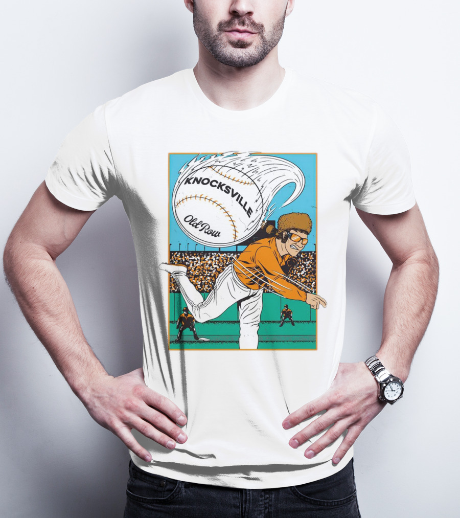 Knocksville Old Row Baseball Pitcher With Swirling Fastball And Spectator Crowd T-Shirt