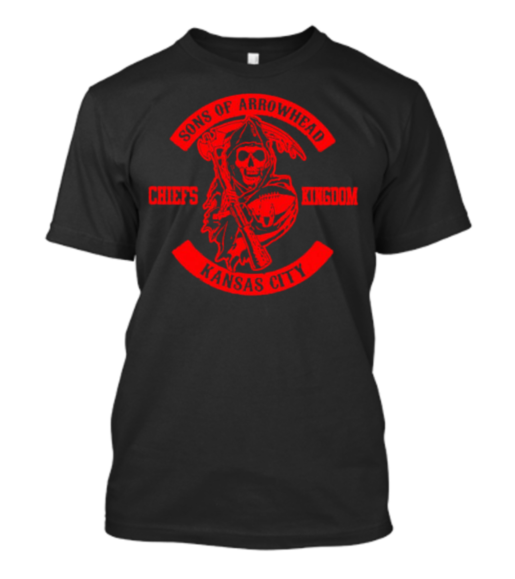 Sons Of Arrowhead Kansas City Chiefs Kingdom Grim Reaper Fan T-Shirt