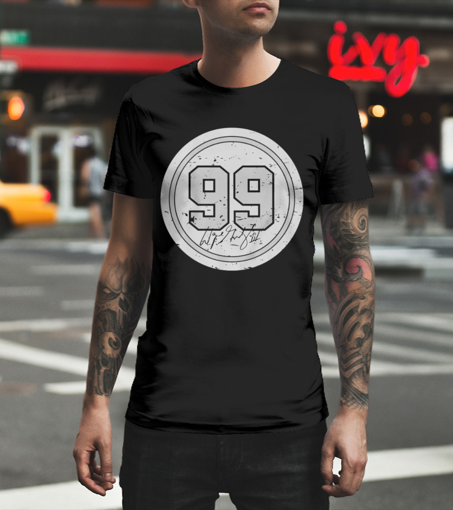 Wayne Gretzky No. 99 Circle Signature Los Angeles T-Shirt