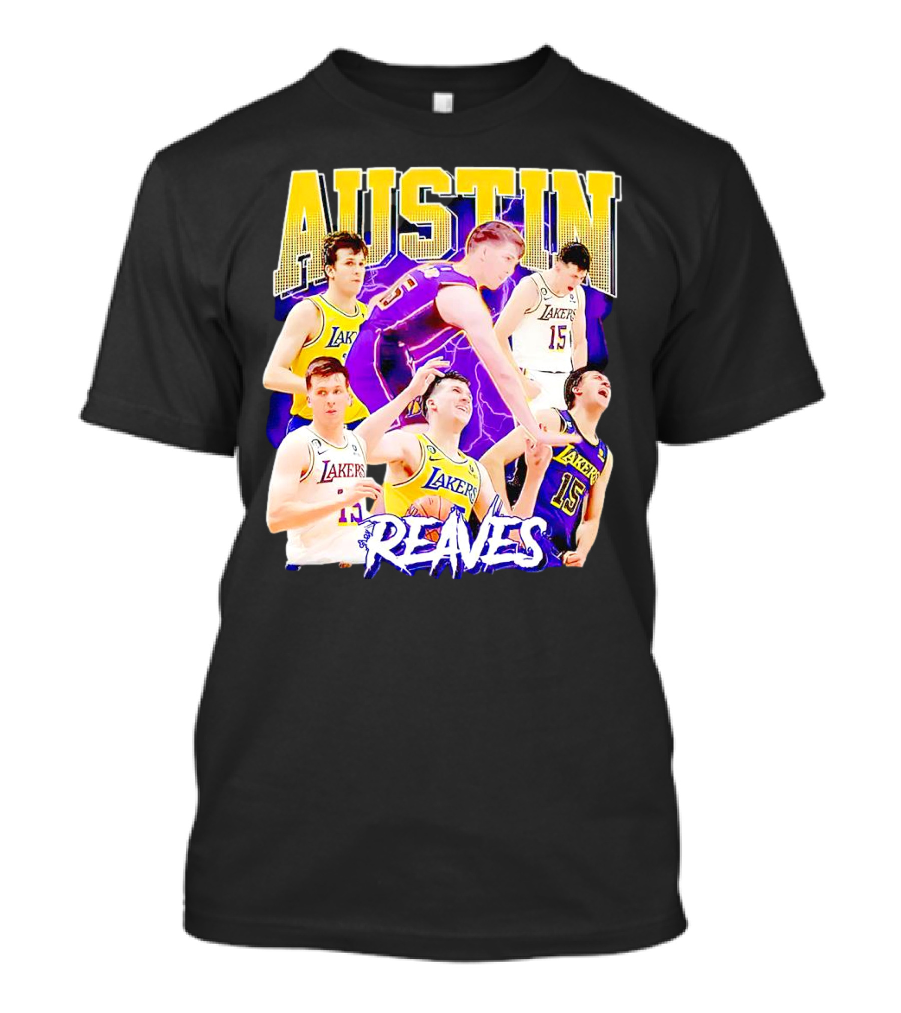 Austin Reaves Lakers Basketball Dynamic Action Collage T-Shirt