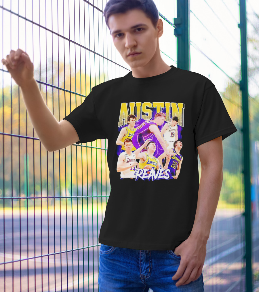 Austin Reaves Lakers Basketball Dynamic Action Collage T-Shirt
