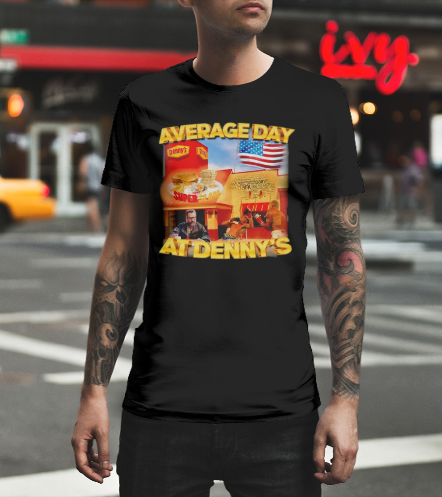 Average Day At Denny’s Super Slam Boxing American Flag T-Shirt