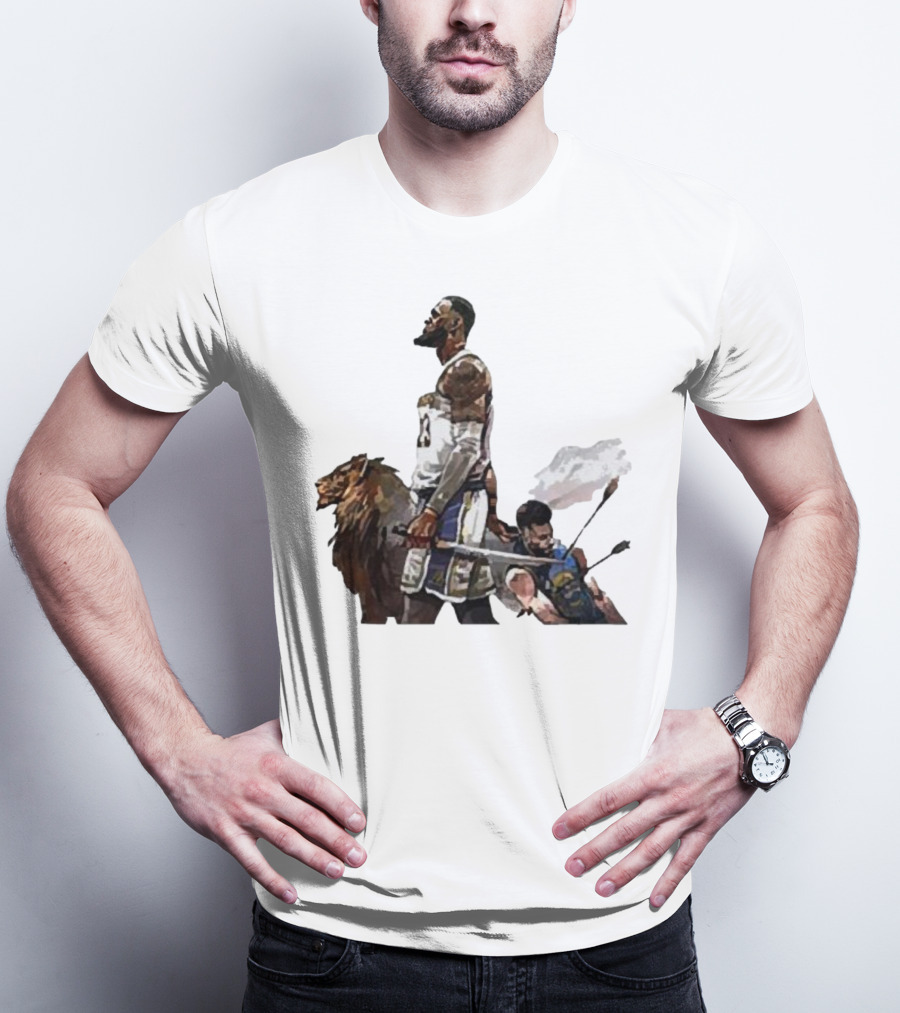 Lebron James Riding Lion Defeats Stephen Curry In Warrior Duel T-Shirt