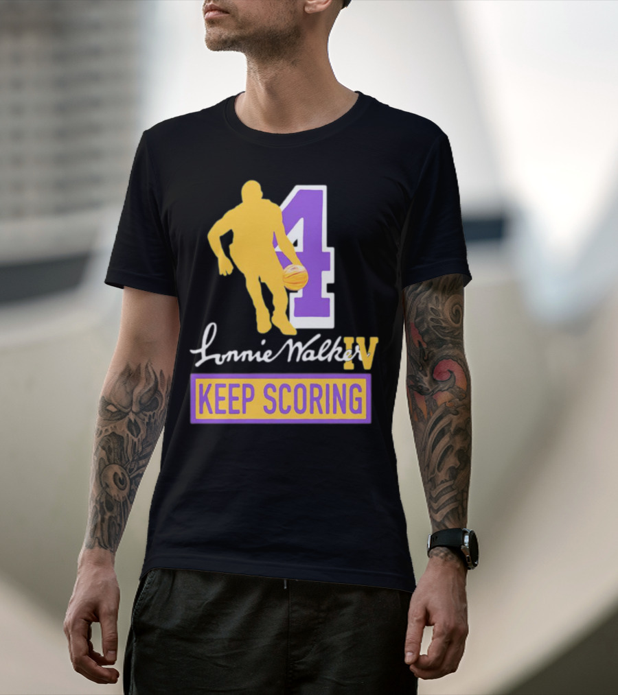 Lonnie Walker IV Keep Scoring Basketball Number 4 T-Shirt