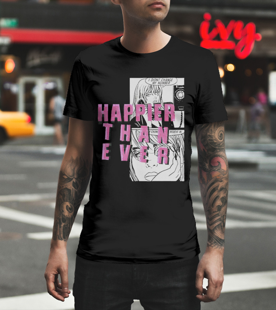 Happier Than Ever Didn't Change My Number Billie Eilish Comic T-Shirt