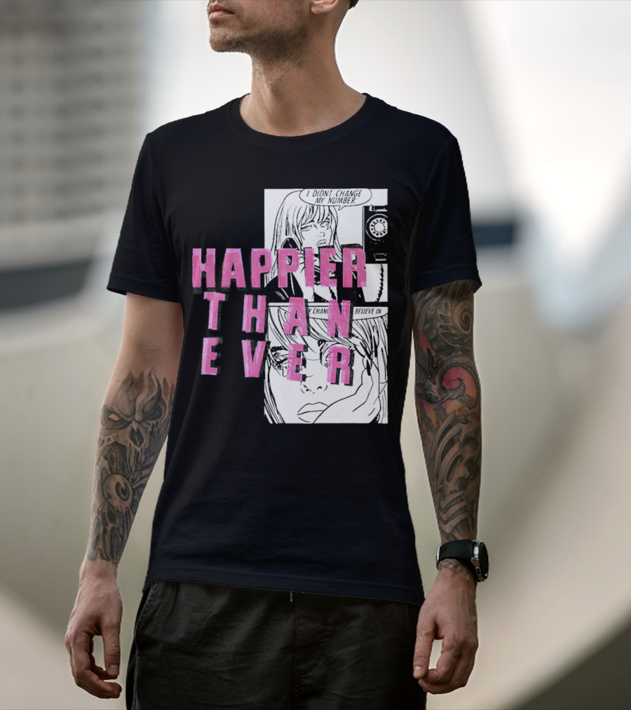 Happier Than Ever Didn't Change My Number Billie Eilish Comic T-Shirt