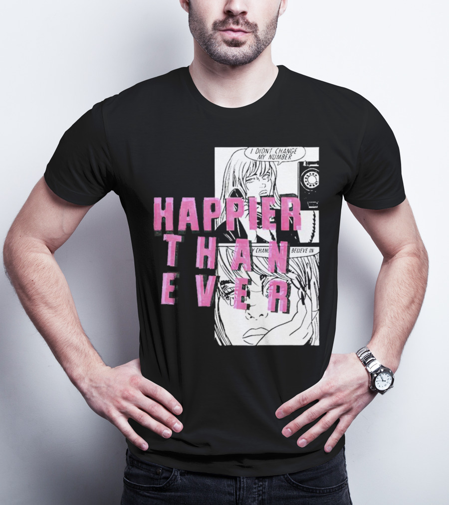 Happier Than Ever Didn't Change My Number Billie Eilish Comic T-Shirt