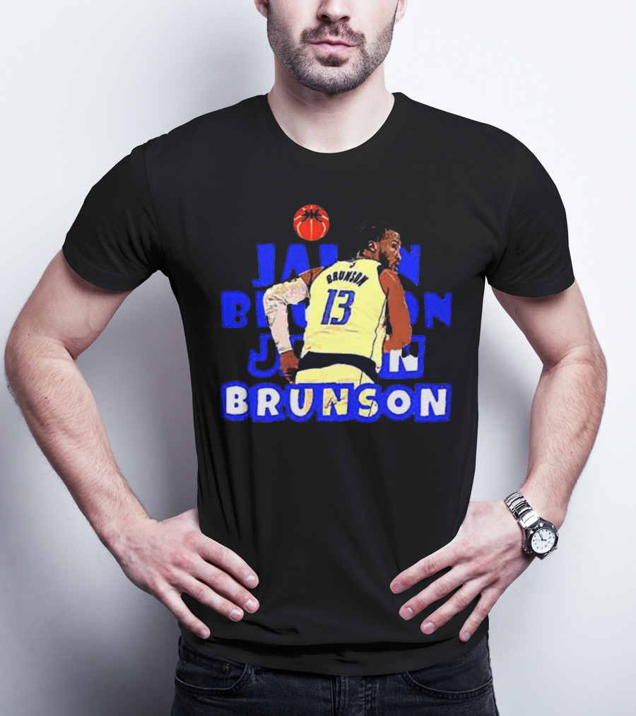 Jalen Brunson Basketball Highlight In Blue And White Jersey 13 T-Shirt