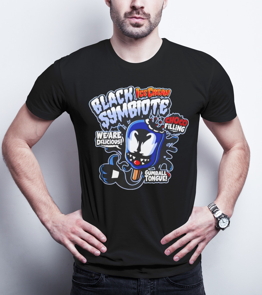 Black Symbiote Ice Cream Choco Filling Gumball Tongue We Are Delicious T-Shirt