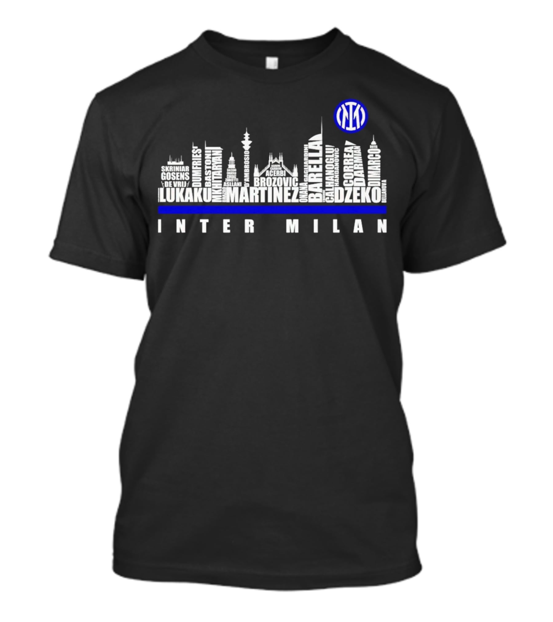 Edizione Limitata Inter Milan Team Skyline Lukaku Martinez Barella Dzeko Brozovic T-Shirt