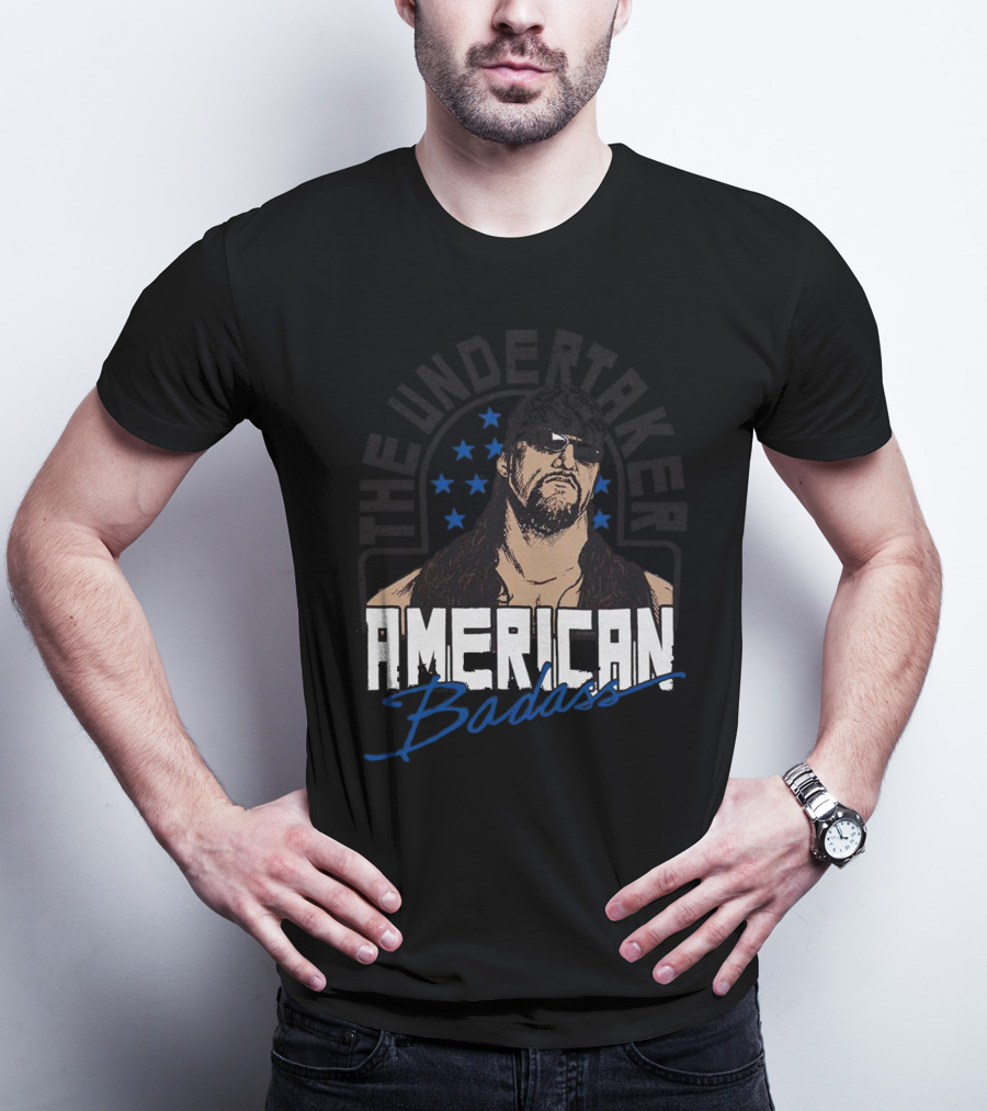 The Undertaker American Badass Stars Sunglasses Long Hair T-Shirt