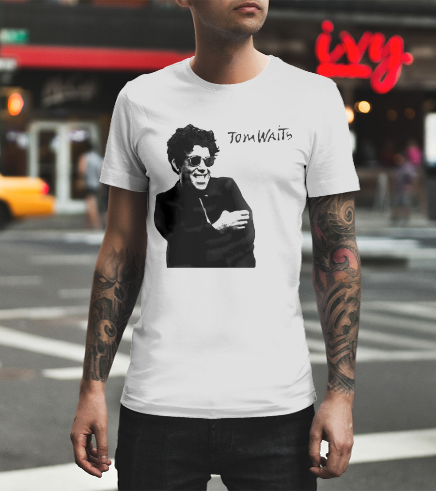 Tom Waits Black And White Sunglasses T-Shirt