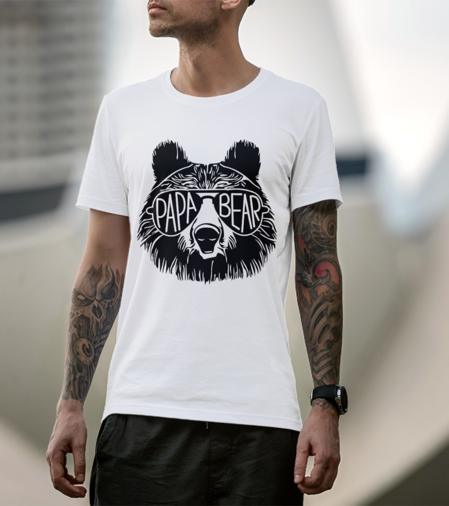 Papa Bear Sunglasses Cool Bear Head T-Shirt