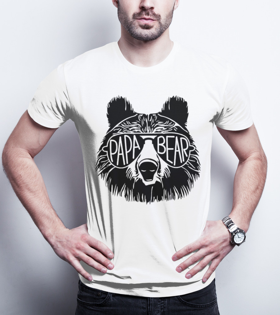 Papa Bear Sunglasses Cool Bear Head T-Shirt