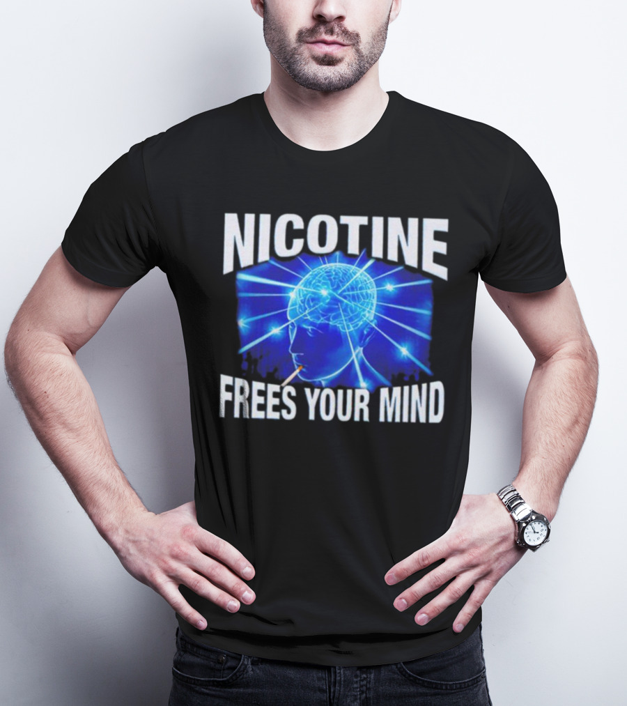 Nicotine Frees Your Mind Electric Brain Smoke Effect T-Shirt