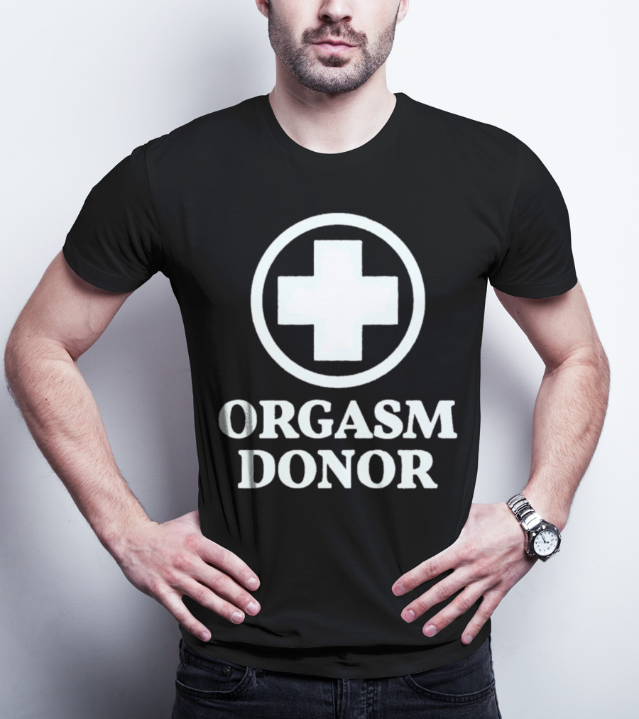 Orgasm Donor White Cross Circle T-Shirt